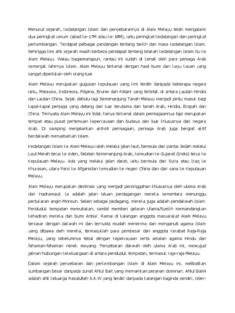 Penyebaran Islam di Alam Melayu: Peranan Ahlul Bait | PDF | Agama ...
