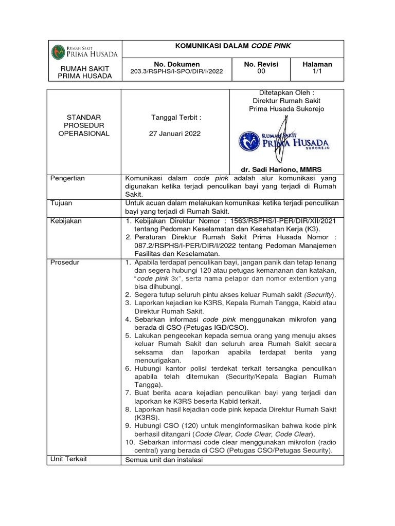 Spo Komunikasi Dalam Code Pink | PDF