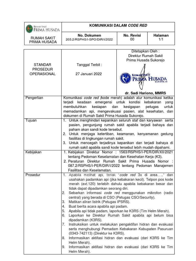 Spo Komunikasi Dalam Code Red | PDF