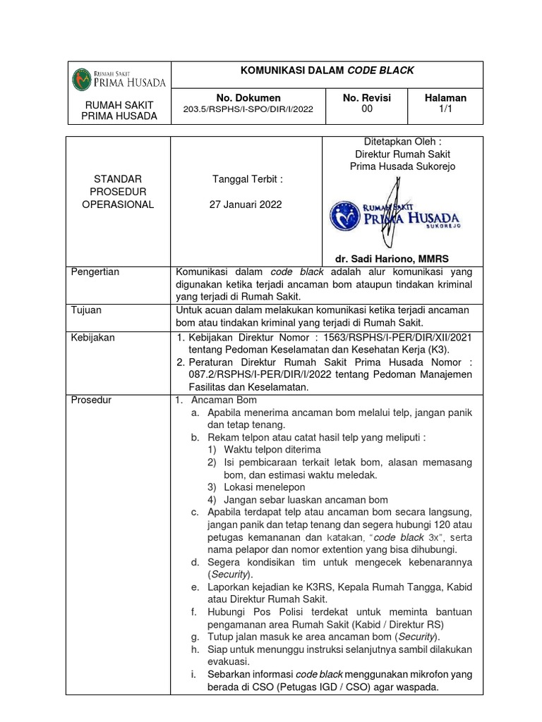 Spo Komunikasi Dalam Code Black | PDF