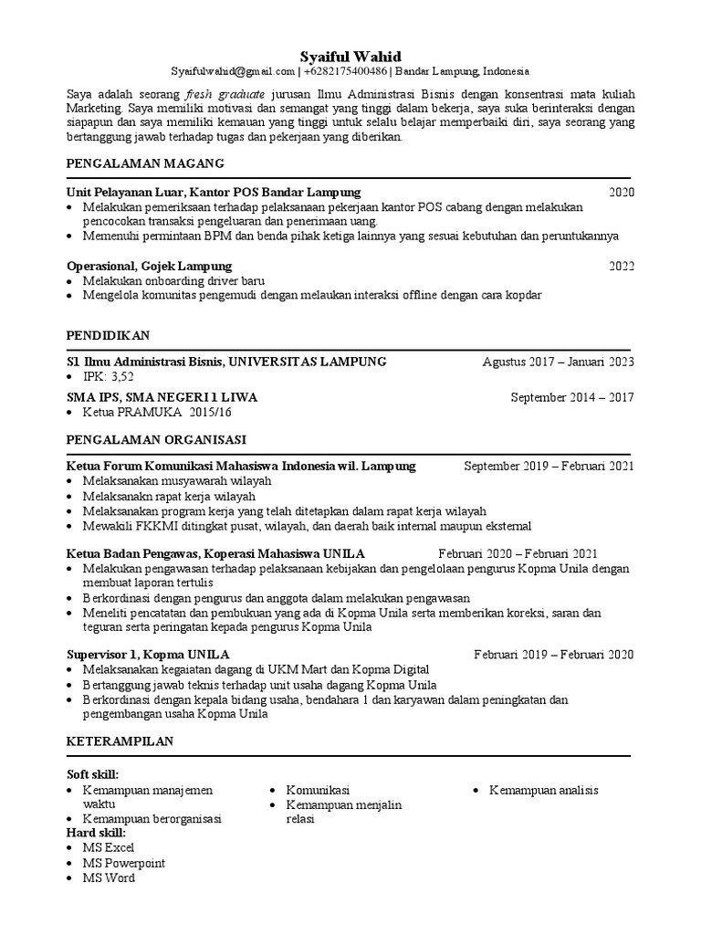 CV Syaiful Wahid | PDF