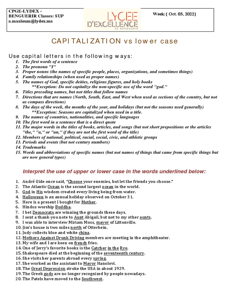 Capitalization | Download Free PDF | Letter Case | Word