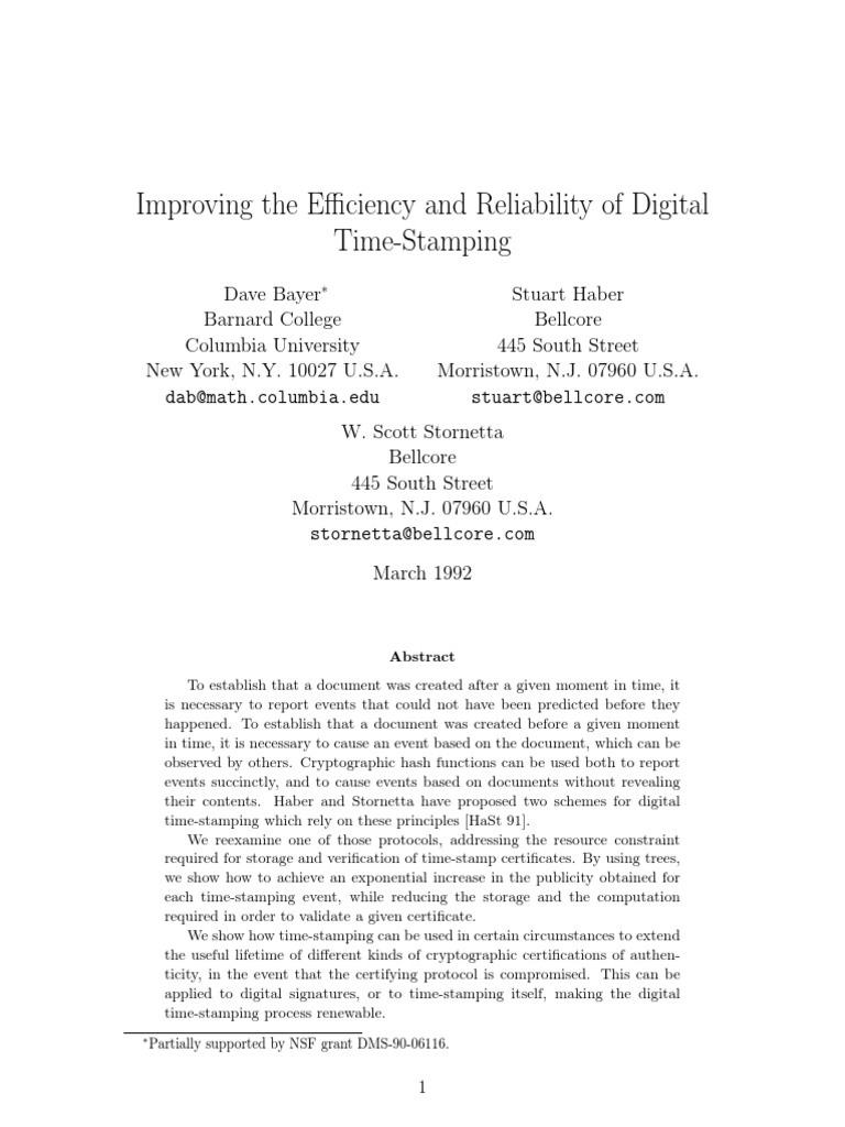 Improving The Efficiency and Reliability of Digital Time-Stamping | PDF | Cryptography | Public ...
