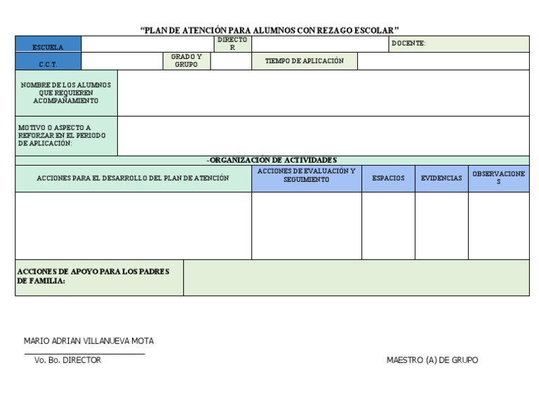 Plan de Atención para Alumnos Con Rezago | PDF