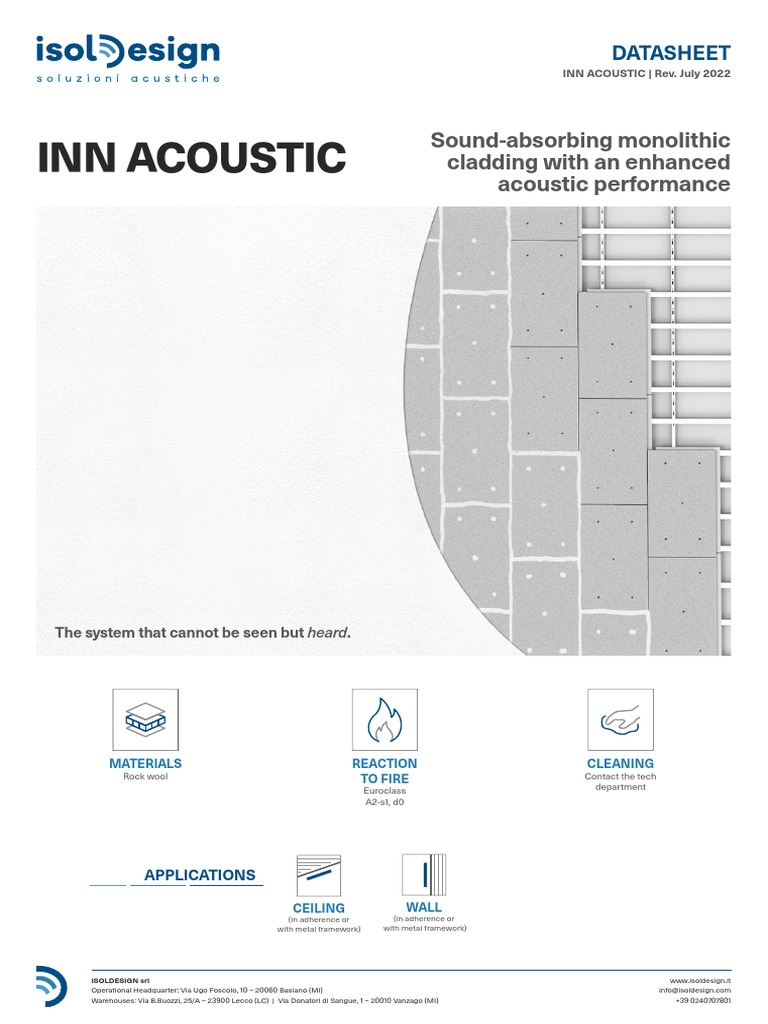 Isoldesign Inn Acoustic Datasheet | PDF | Ion | Materials