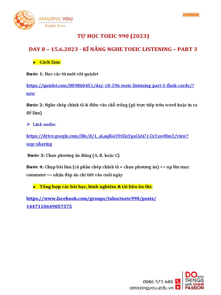 Tự học TOEIC 2023 - TOEIC Listening Part 3 | PDF