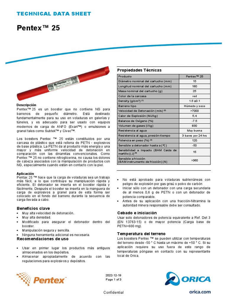 Pentex 25 - TDS - 2022-12-19 - Es - Spain | PDF | Ciencias fisicas | Cantidades fisicas