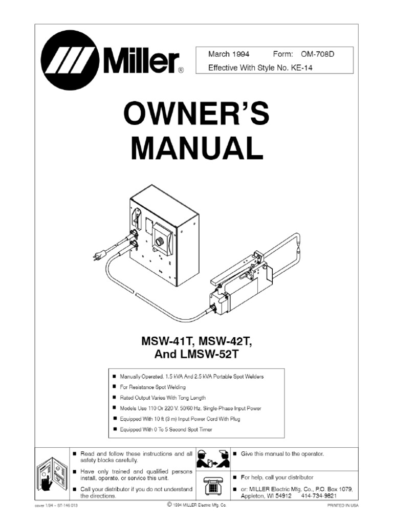 Miller MSW-42T User Manual | PDF