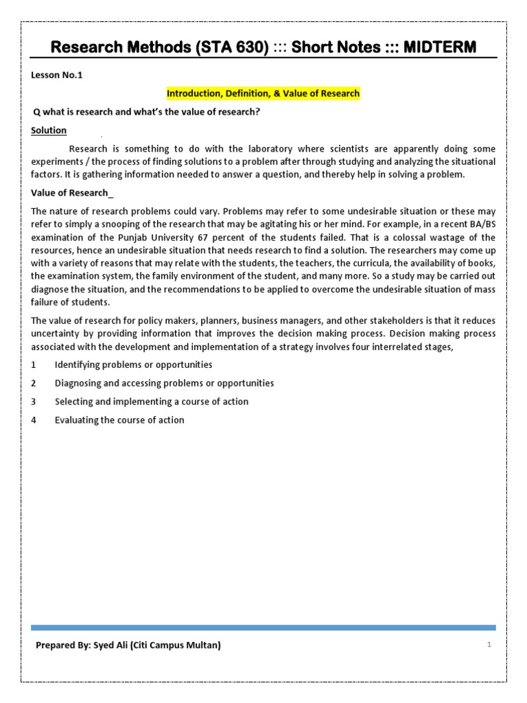 Sta630 Midterm Short Notes | Download Free PDF | Hypothesis | Theory Sta630 Midterm Short Notes | Download Free PDF | Hypothesis | Theory