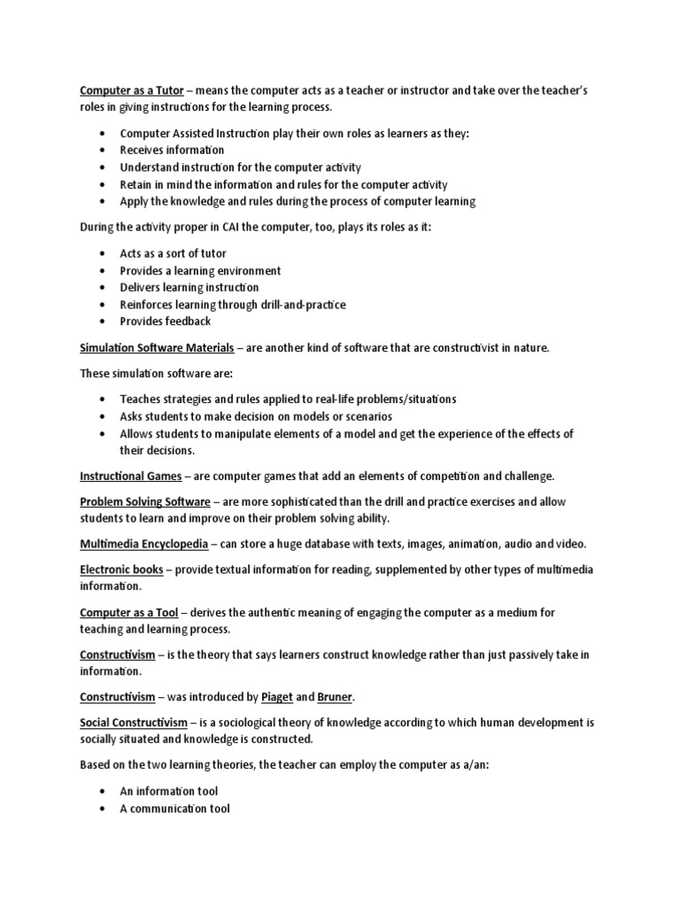 Computer As A Tutor | PDF | Constructivism (Philosophy Of Education) | Learning