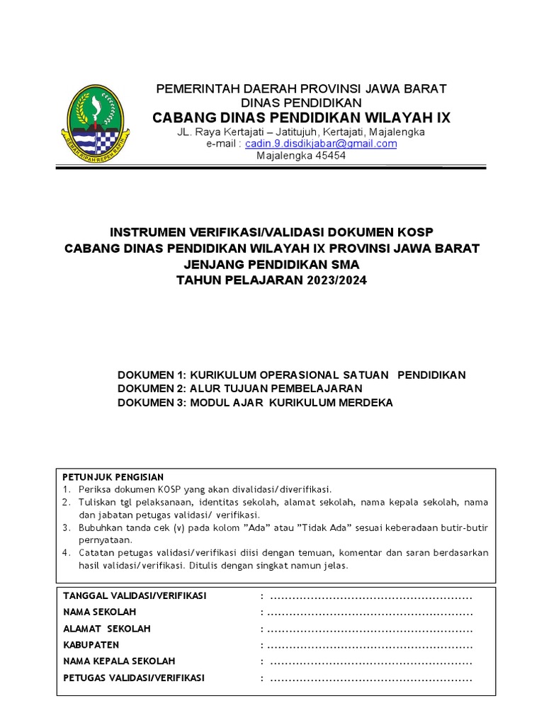 Instrumen Ver-Val Kosp | PDF