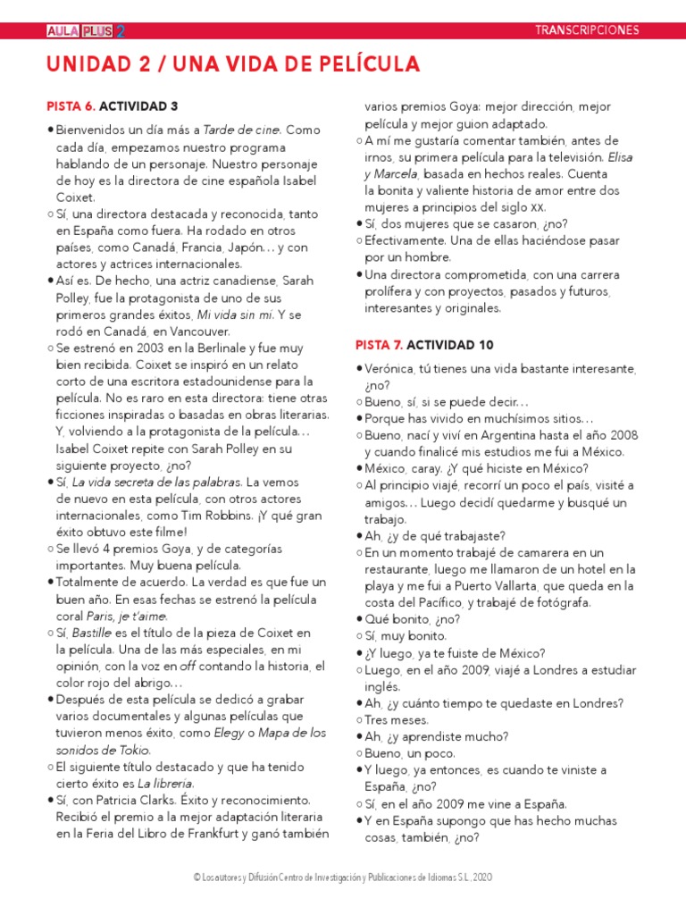 Au Plus 2 Transcripcion U02 | PDF