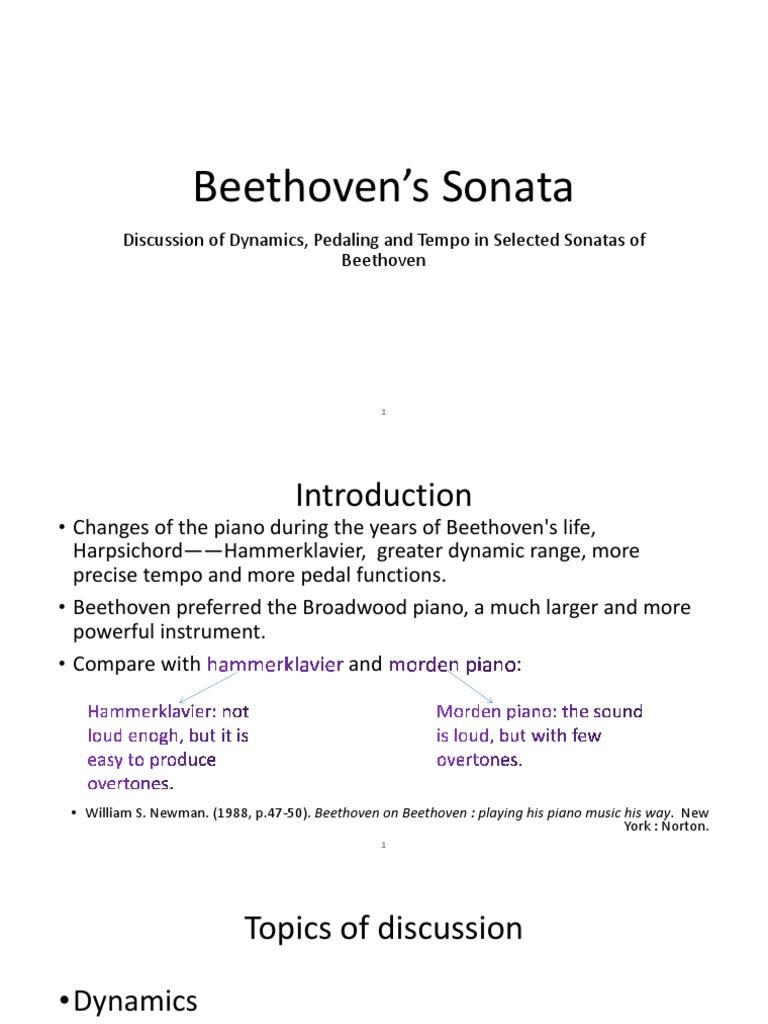 Beethoven's Sonatas Tempo, Pedaling, Dynamics | PDF | Tempo | Ludwig Van Beethoven