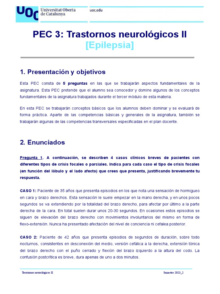 Pec 3 - 2023 - 2 - M0.356 | PDF | Epilepsia | Bibliografía