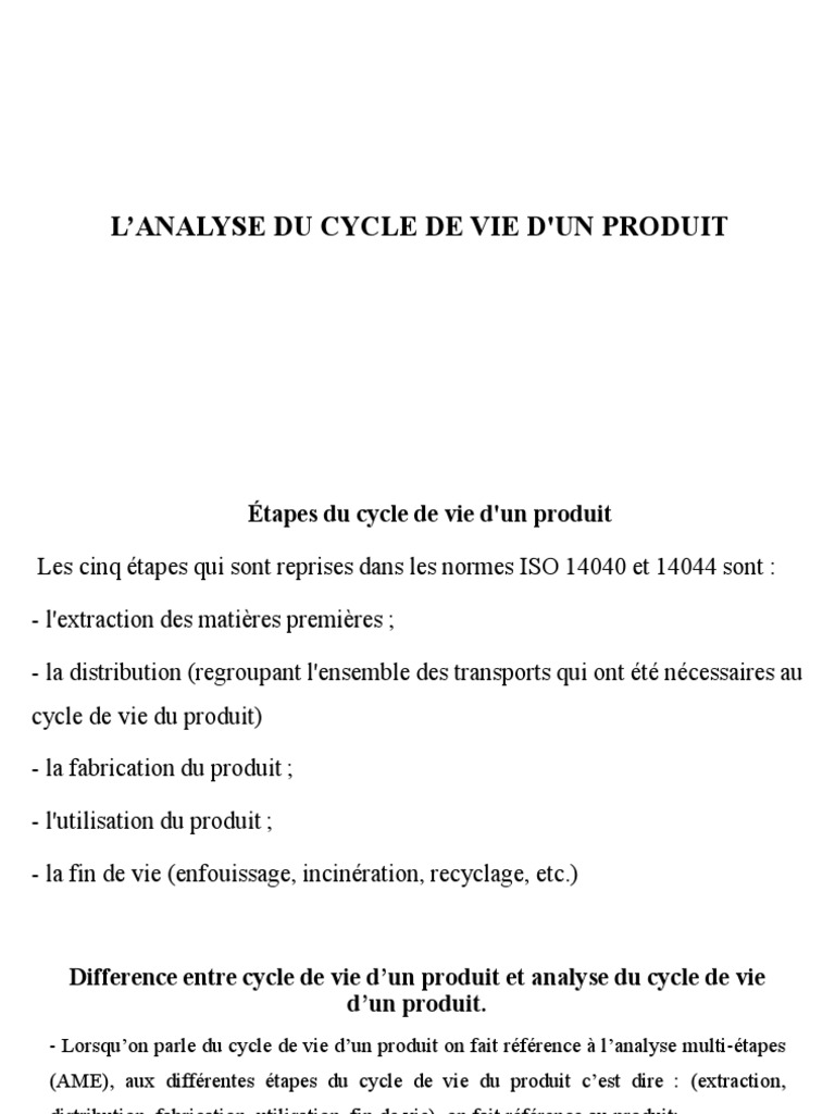 ACV Cours | PDF | Analyse du cycle de vie | Environnement naturel
