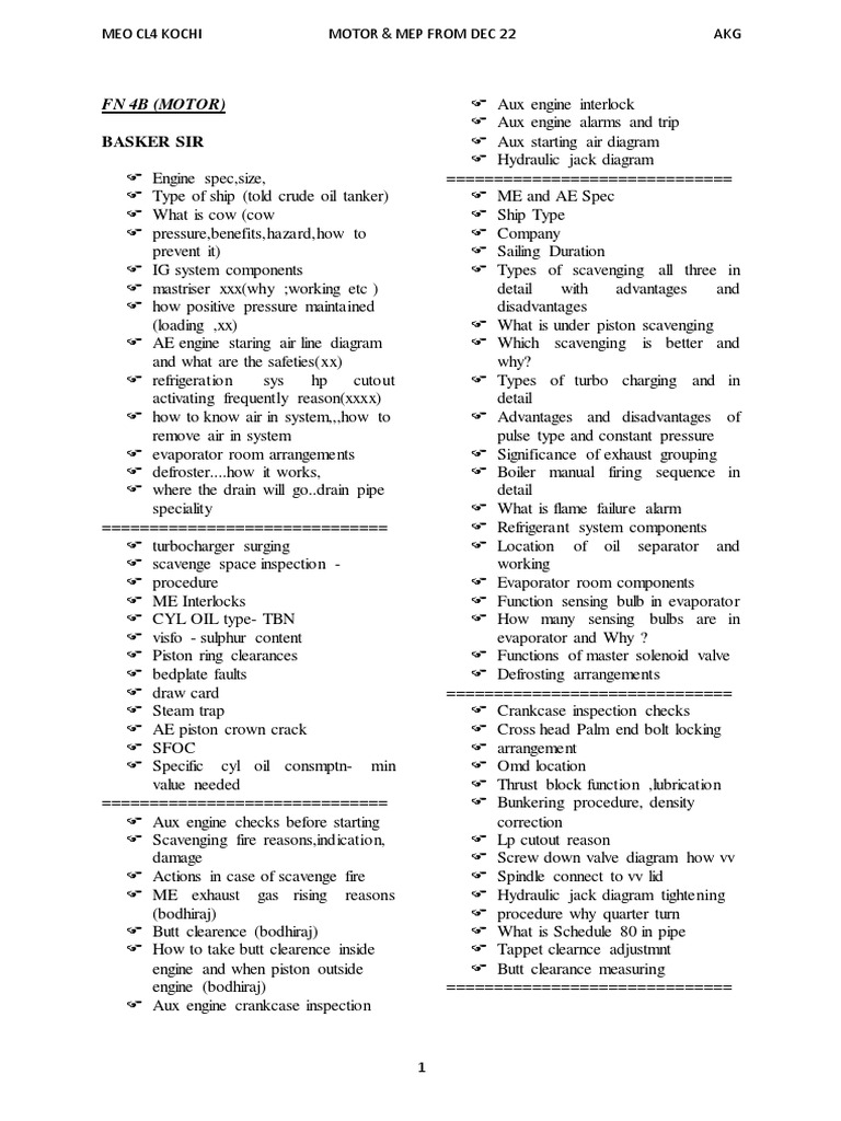 MOTOR MEP Oral Kochi MEO CL4 Till Mar 2023 | PDF | Pump | Engines