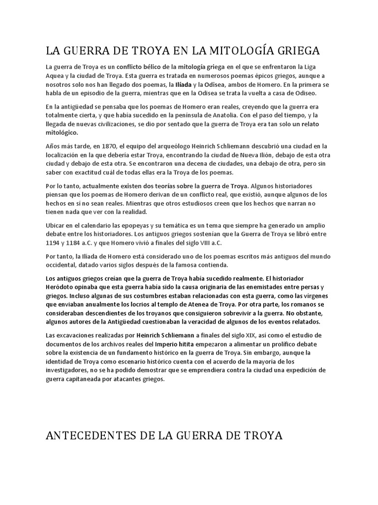 La Guerra de Troya en La Mitología Griega | PDF | guerra troyana ... La Guerra de Troya en La Mitología Griega | PDF | guerra troyana ...