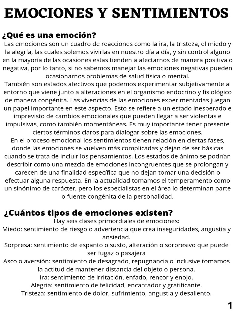Emociones y Sentimientos | PDF | Las emociones | Sensación