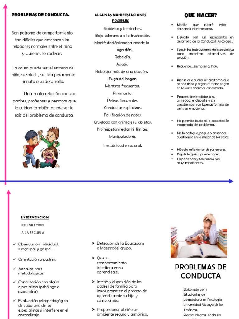 Triptico-Problemas-de-Conducta 2023 | PDF | Comportamiento | Sicología