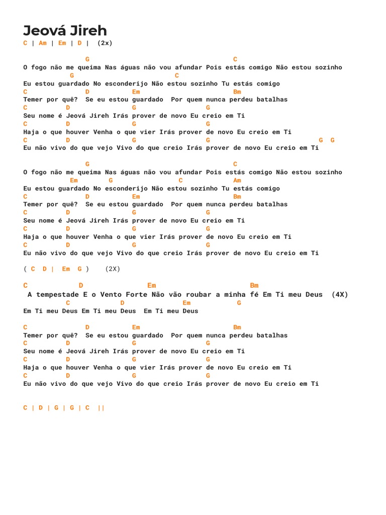 Cifras e Letra: Jeová Jireh | PDF