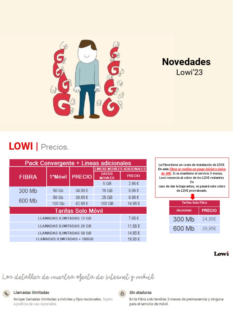 Tarifas Lowi: Fibra y Móvil 2023 | PDF | Telecomunicaciones