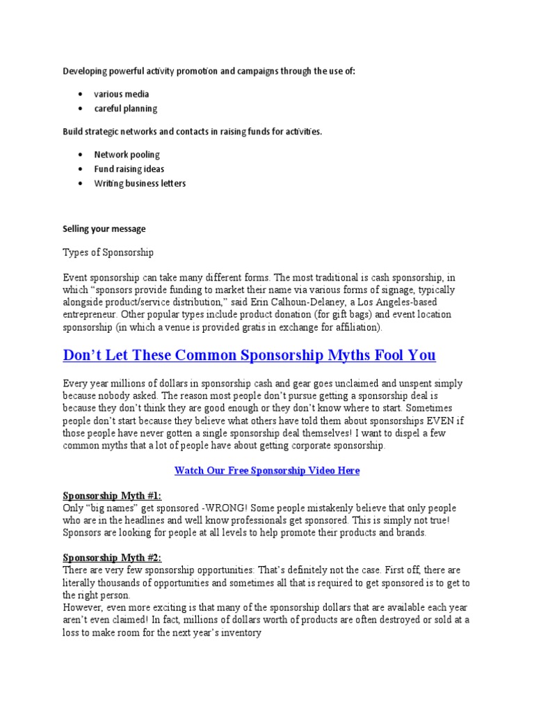 Getting Sponsors | PDF | Brand | Sponsor (Commercial)