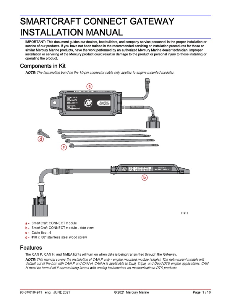 Smartcraft Connect Gateway Installation Manual: Components in Kit | PDF ...