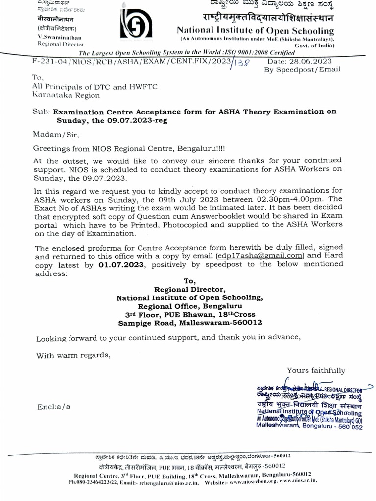 ASHA Centre Acceptance Form 2023 | PDF