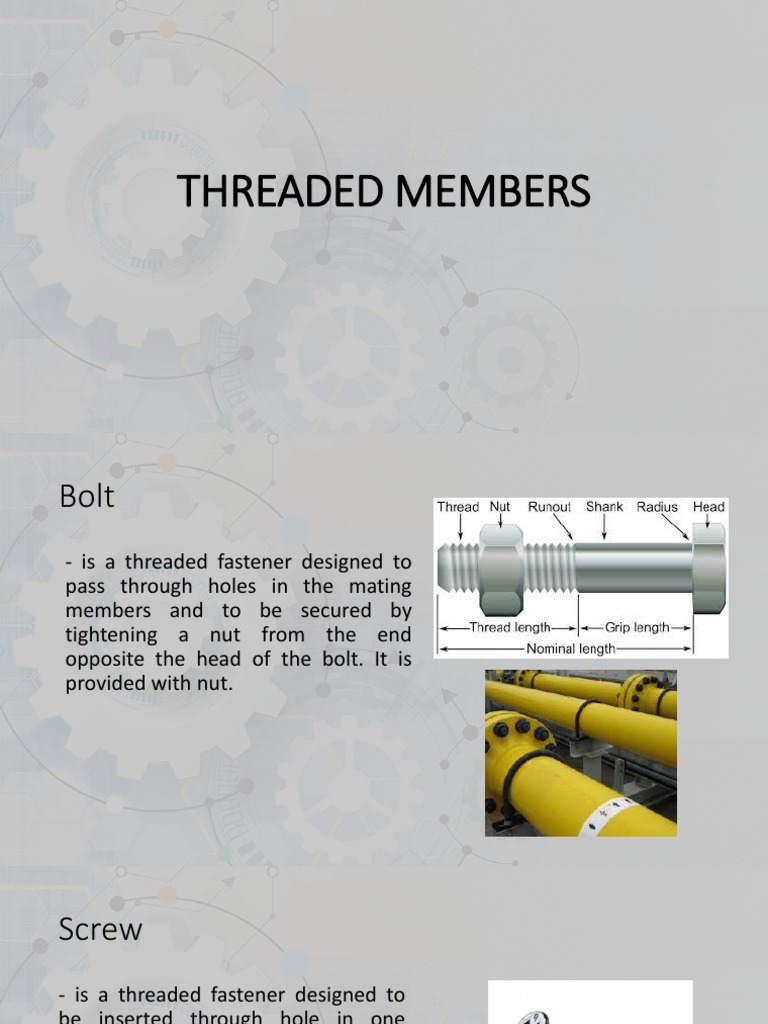 ME-323 Threaded-Members 42423 | PDF | Screw | Manufactured Goods