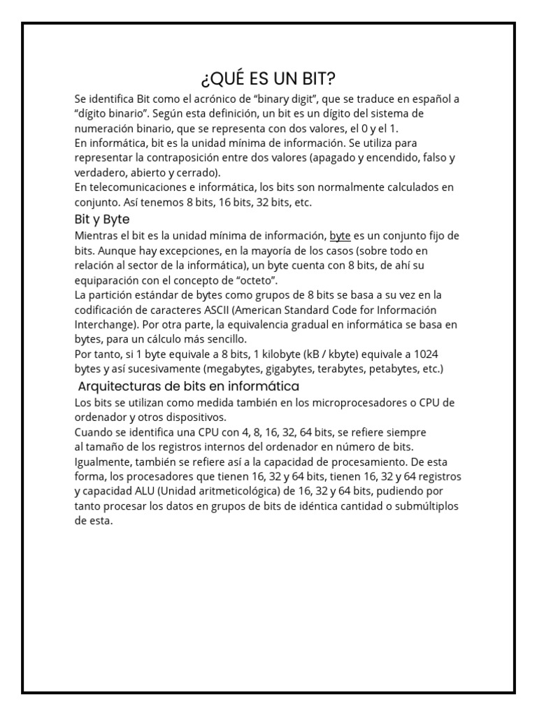 ¿Qué Es Un Bit | PDF