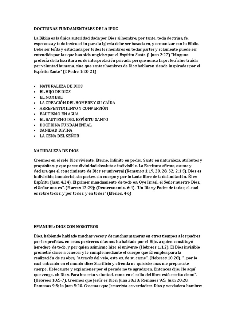 Doctrinas Fundamentales de La Ipuc | PDF | Gracia divina | Jesús