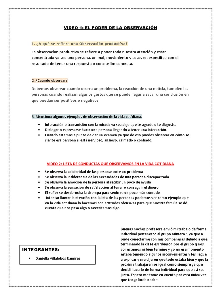 Observación Productiva en la Vida Cotidiana | PDF | Sicología