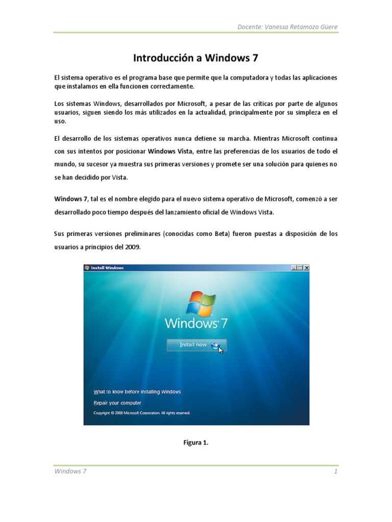 1 - Introduccion A Windows 7 | PDF | Windows 7 | Microsoft Windows