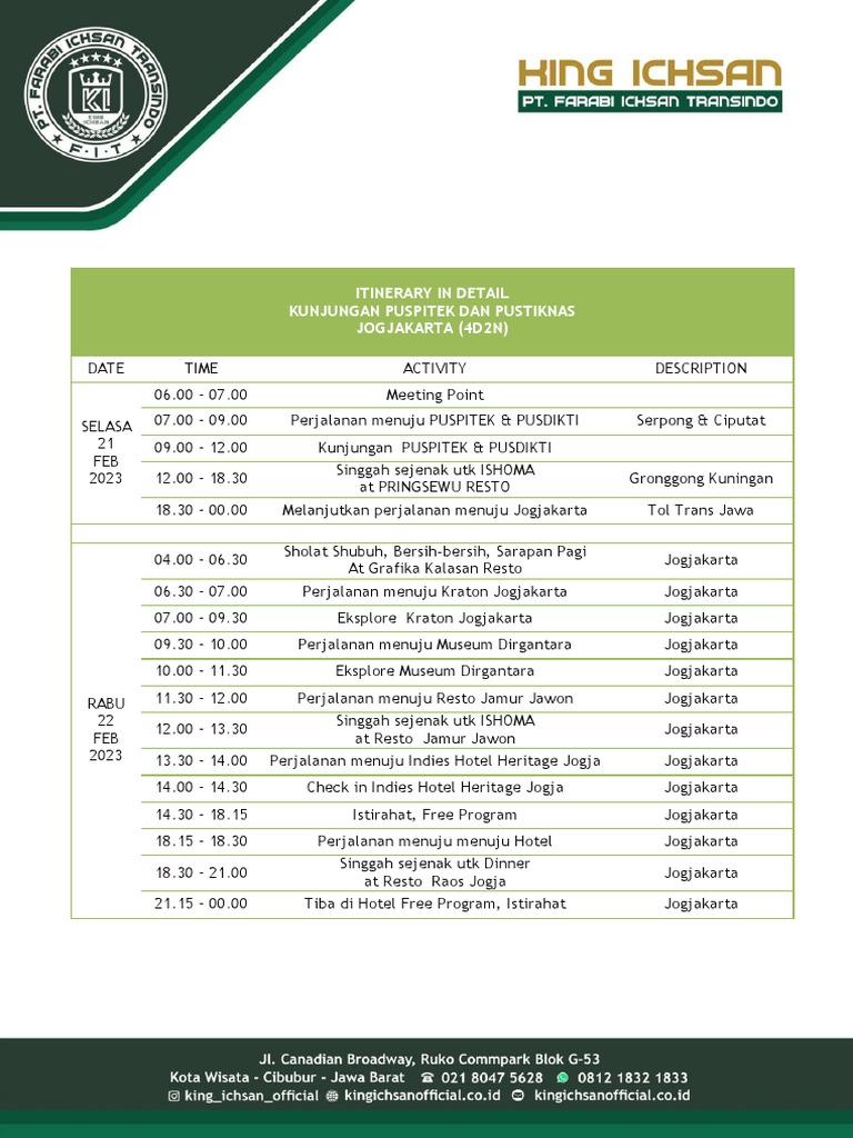 Rundown Kunjungan Industri SMK Nasional | PDF