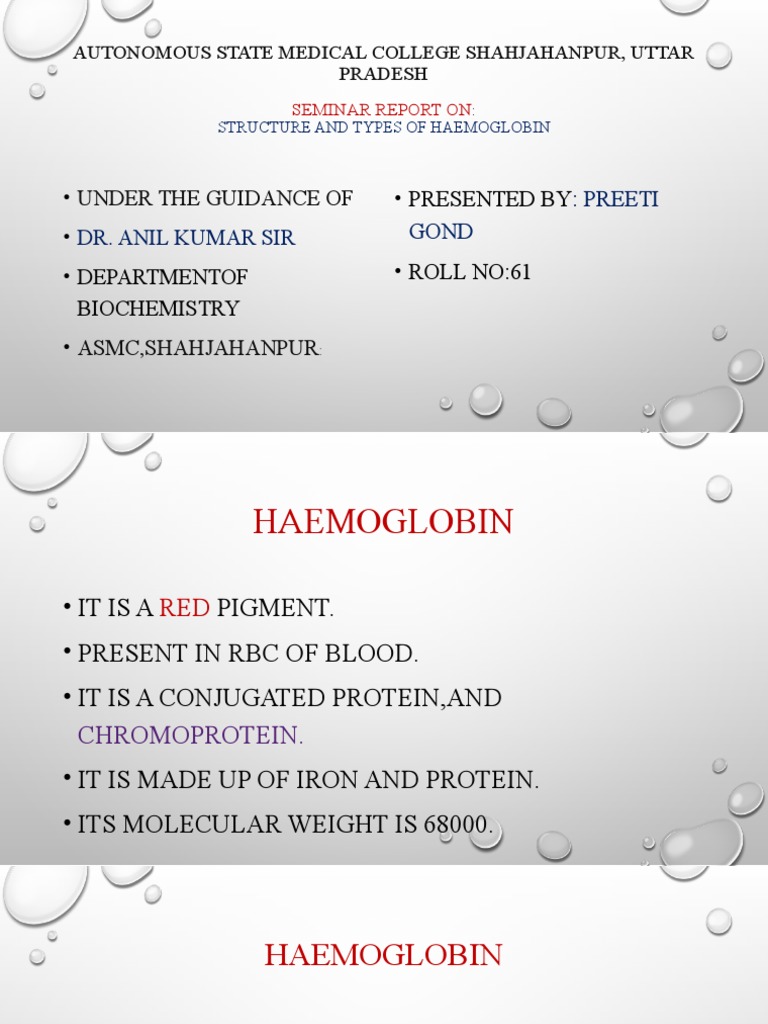 Biochemistry Seminar | PDF | Hemoglobin | Proteins