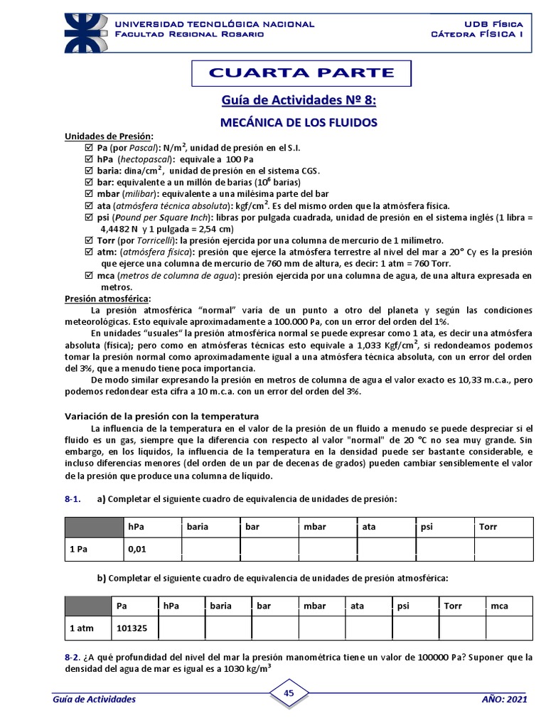 4 Taparte | Descargar gratis PDF | Pascal (Unidad) | Presión