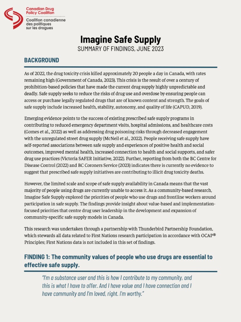 Imagine Safe Supply Summary of Findings - June 2023 | PDF