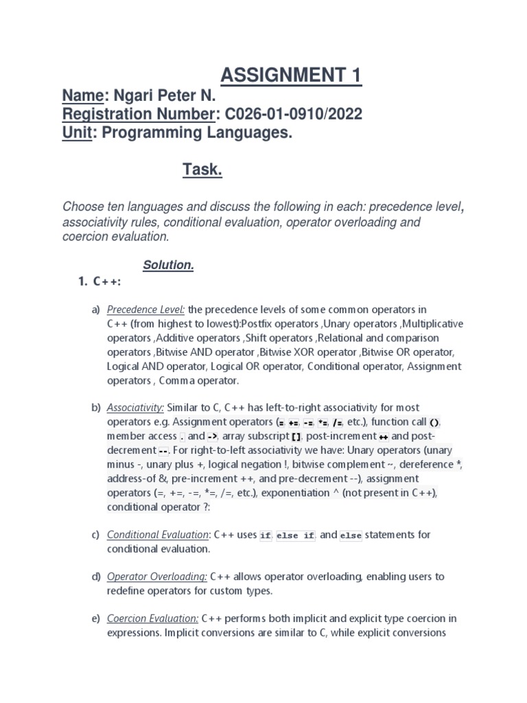 Programming Languages - Assignment | PDF | Systems Engineering | Mathematics
