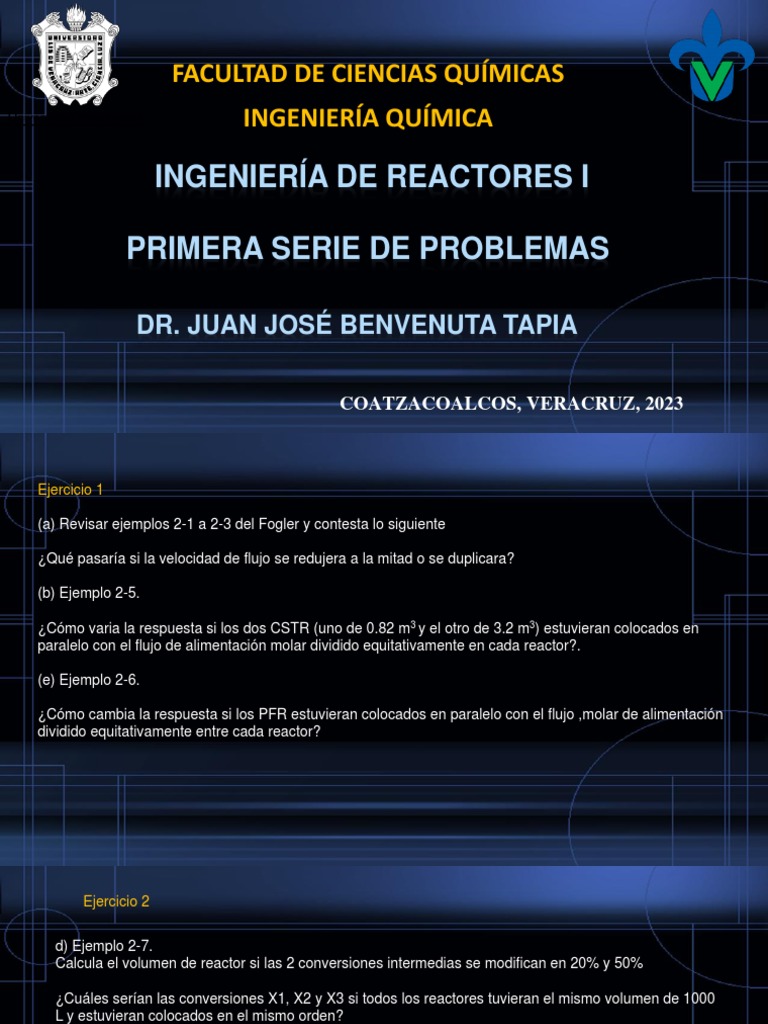Ejercicios Reactores 2023 1 | PDF | Reactor Quimico | Cinética química