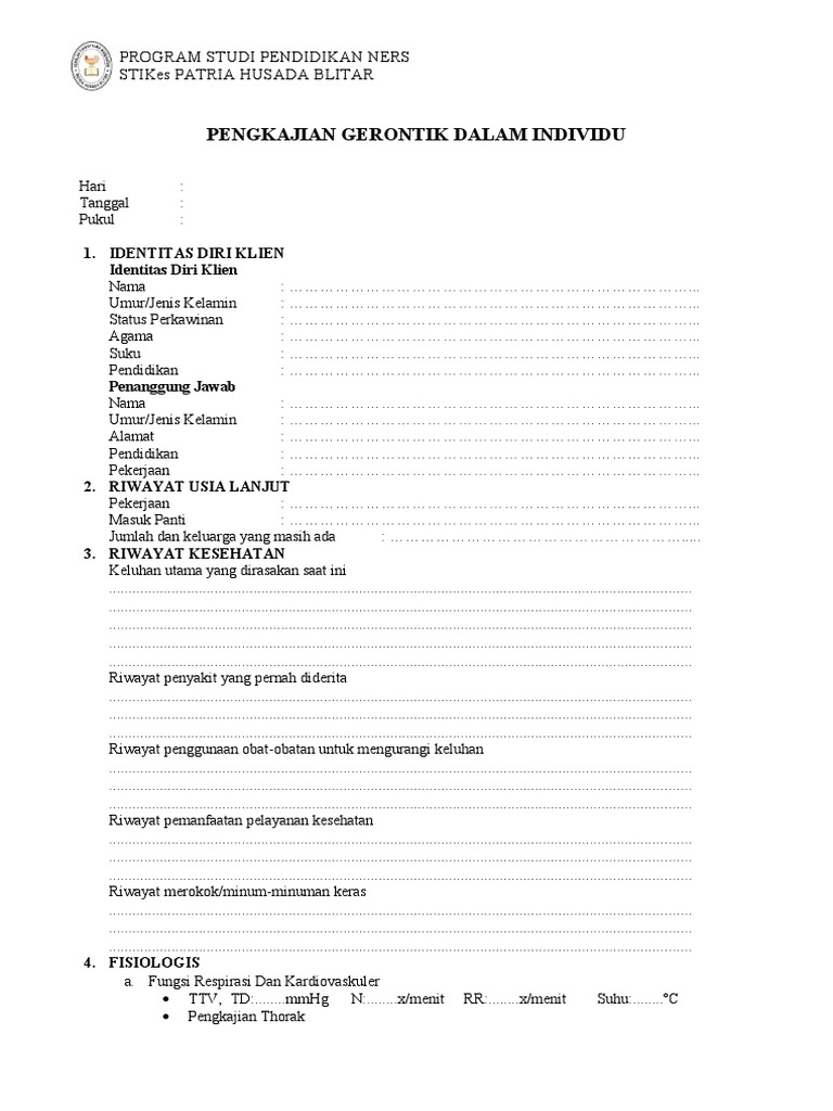 Format Pengkajian Gerontik Dalam Individu | PDF