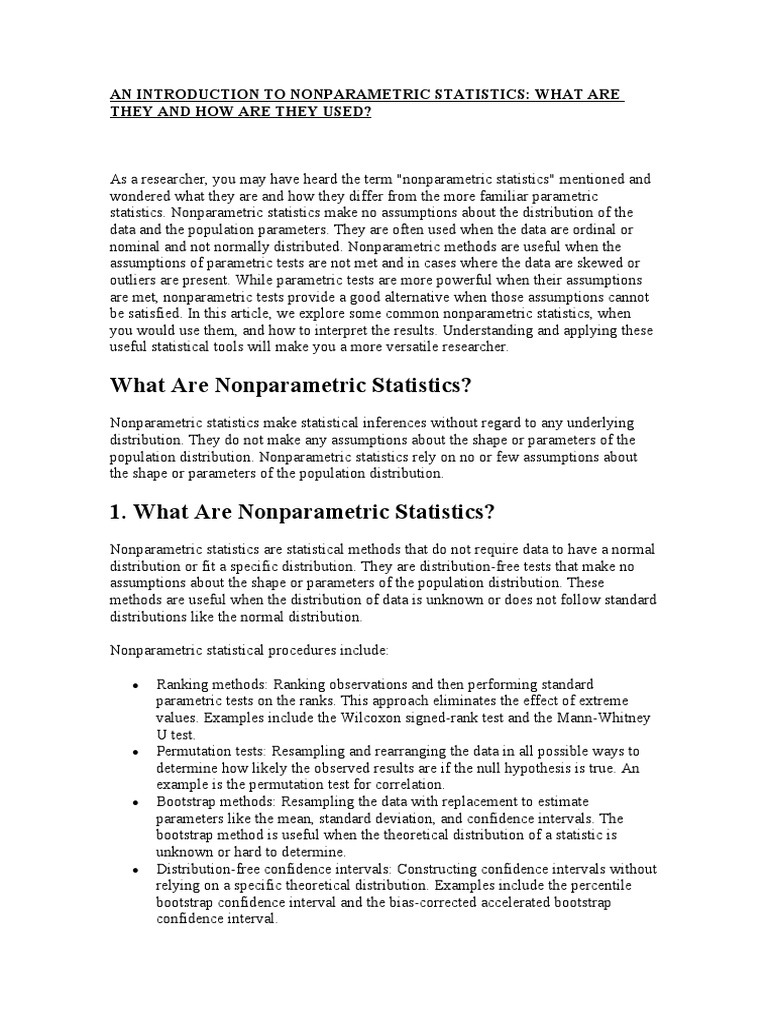 An Introduction To Nonparametric Statistics | PDF | Mann–Whitney U Test ... An Introduction To Nonparametric Statistics | PDF | Mann–Whitney U Test ...