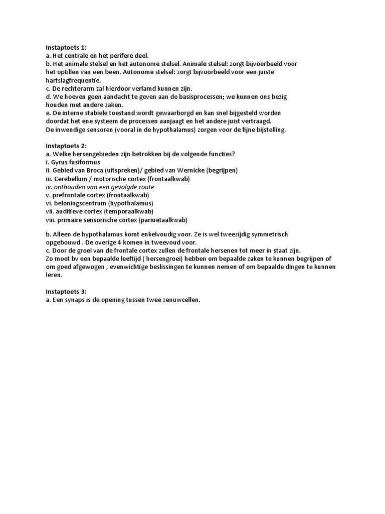 Antwoorden Instaptoetsen | PDF