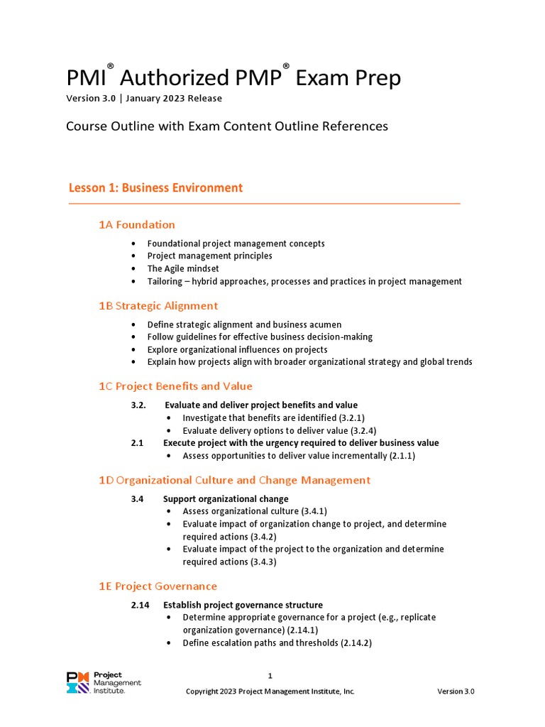 PMP Exam Prep 3.0 Course Outline With ECO 2023 | PDF | Project Management | Communication