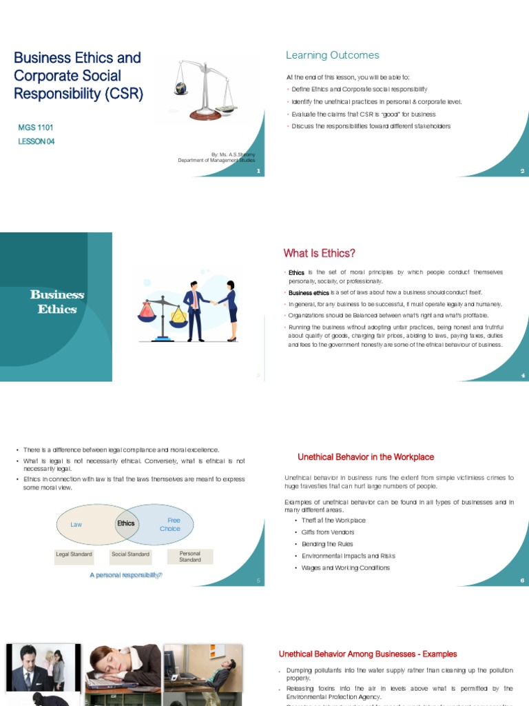 Business Ethics and CSR Overview | PDF | Corporate Social ...