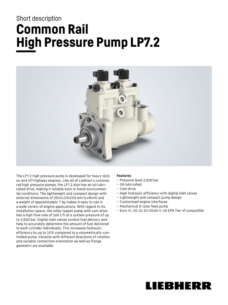 Liebherr lp7.2 Common Rail High Pressure Pump Short Description 08 2021 en Web | PDF | Pump ...