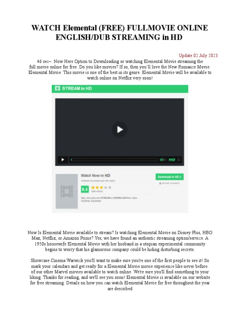 Watch Elemental (Free) Fullmovie Online English/Dub Streaming in HD ...