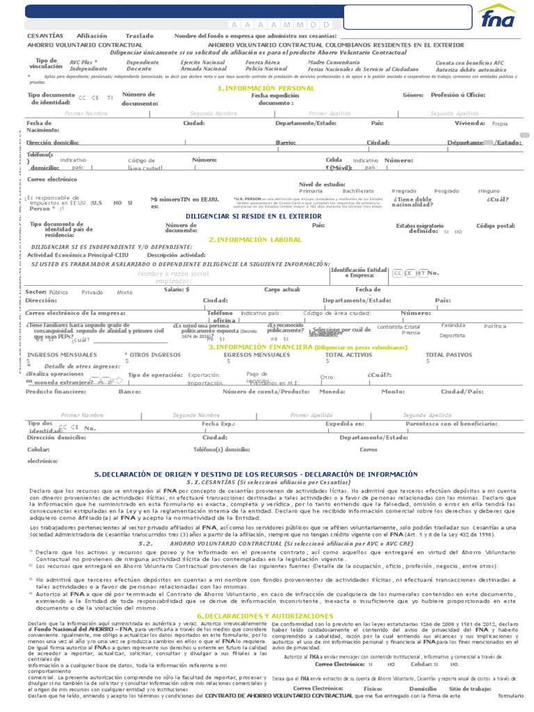 01 Formulario Unico de Solicitud de Afiliacion | PDF | Bancos | Ahorro