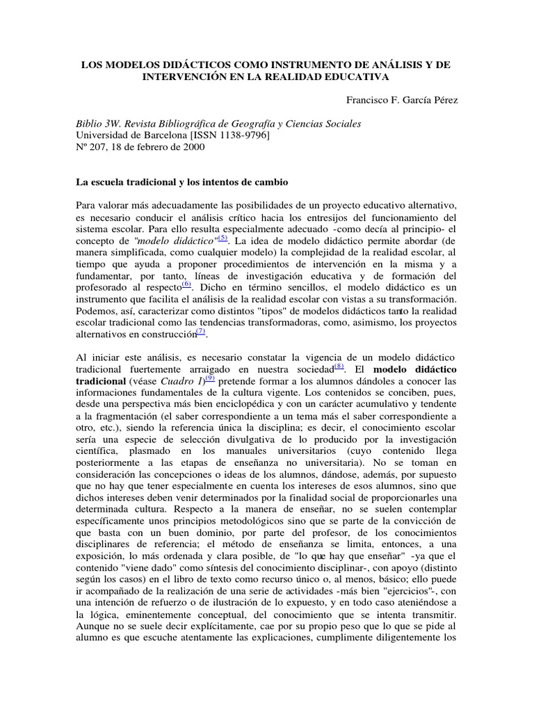 Modelos Didácticos en Educación | PDF | Conocimiento | Enseñando