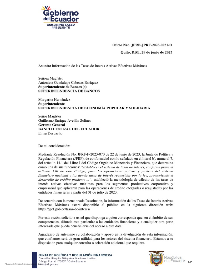 Jprf-Jprf-2023-0221-O Tasas de Interés | PDF | Bancos | Dinero Jprf-Jprf-2023-0221-O Tasas de Interés | PDF | Bancos | Dinero