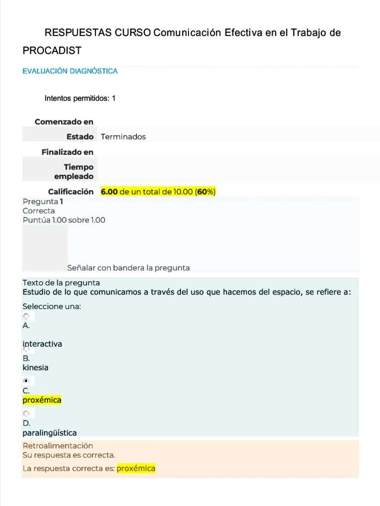 PDF Respuestas Curso Comunicacion Efectiva en El Trabajo de Procadist ...